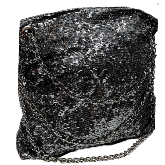 Big Buddha | Bags | Big Budda Silver Black Sequin Silver Chain Shoulder ...